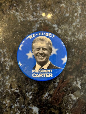 JIMMY CARTER FOR PRESIDENT RE-ELECT VINTAGE POLITICAL PINBACK/BUTTONS ...