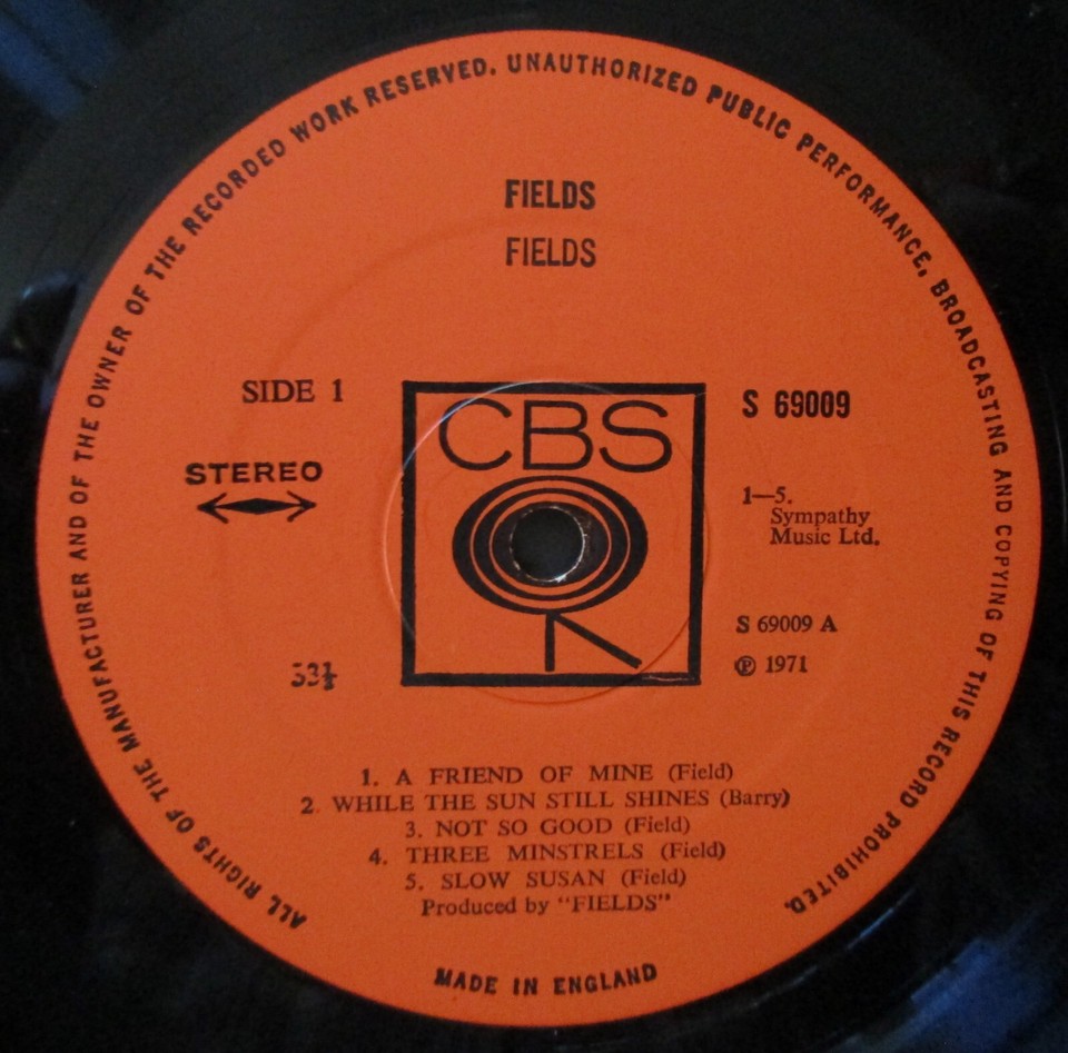 FIELDS - Self titled (1971) Vinyl, Gatefold LP CBS S 69009 - w/ rare ...