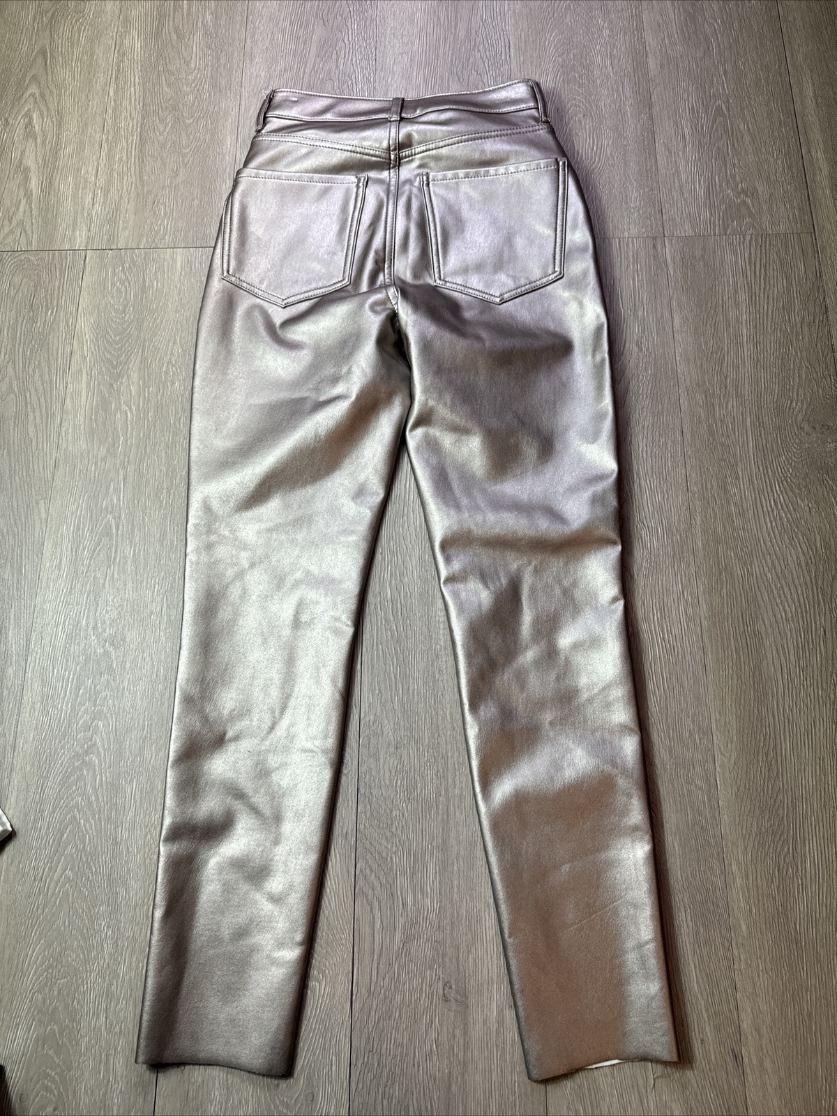 New Express High Rise Faux Leather Metallic Pants Size 00R Measures ...