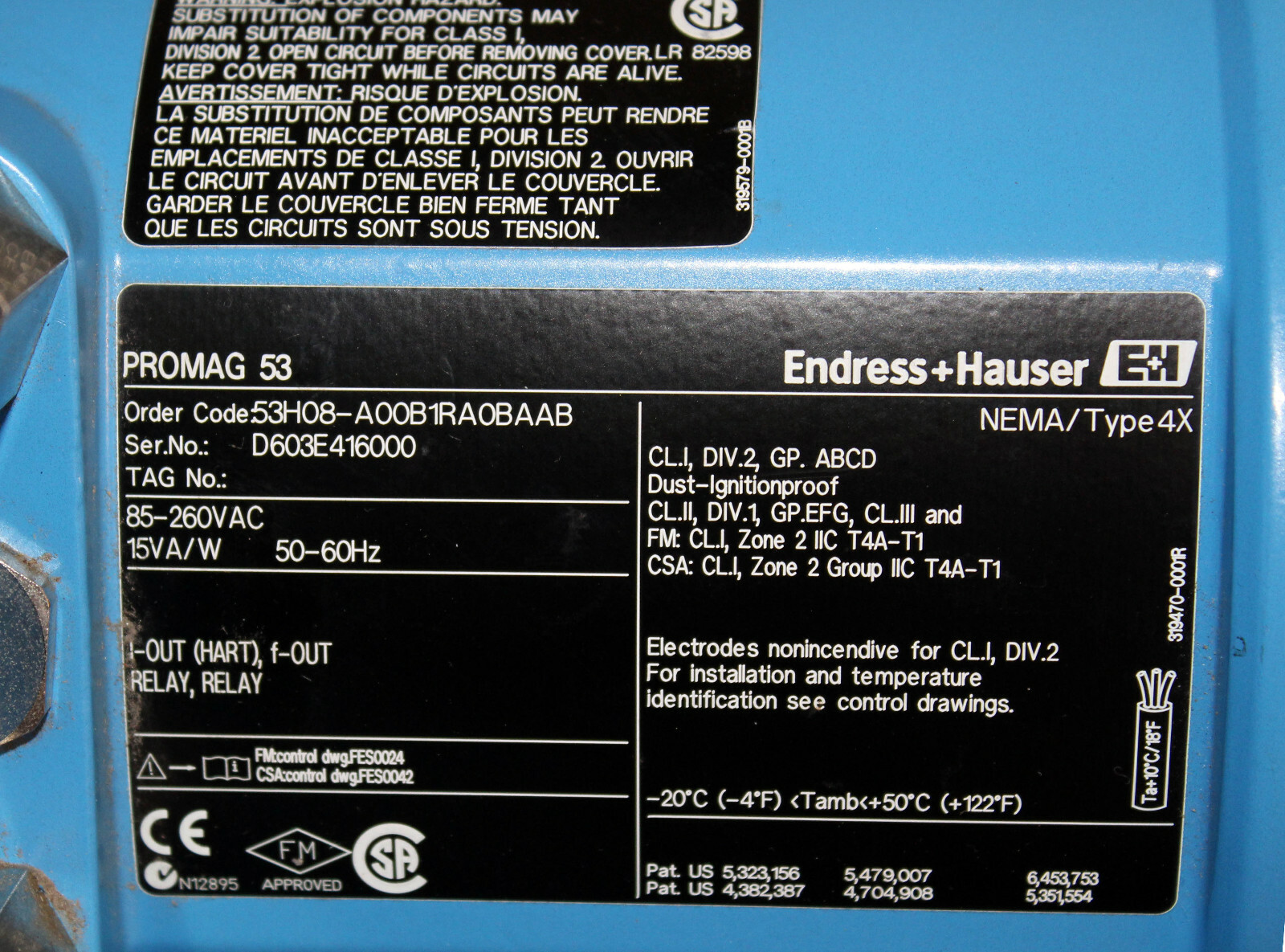 Endress+Hauser Promag 53 / Promag H Electromagnetic Flowmeter 53H08 ...