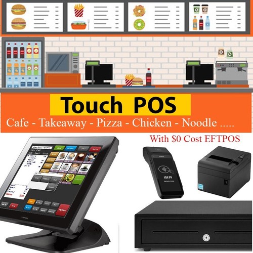 Touchscreen POS Restaurant Fish Chips Chicken Pizza Bubble Tea Juice ...
