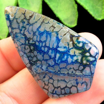 D73246 Blue Fire Agate Inverted Triangle Pendant Bead 49x27x6mm | eBay