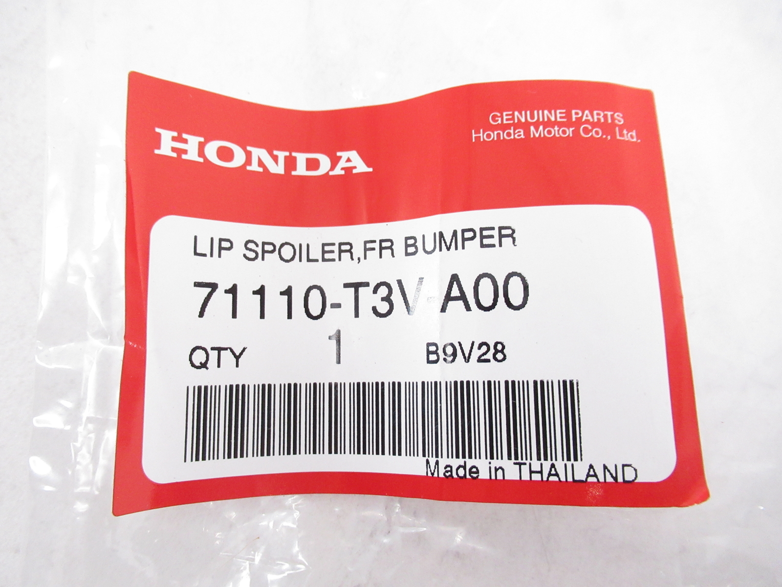 Genuine OEM Honda 71110-T3V-A00 Front Bumper Lip Spoiler Air Deflector ...