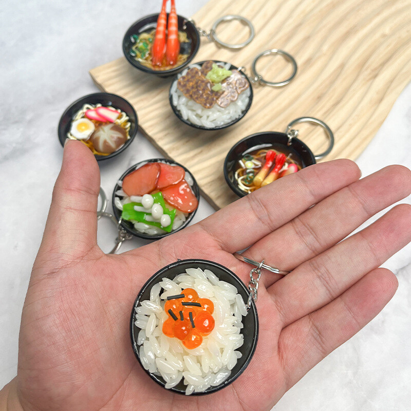 Creative Imitation Food Rice Bowl Keychain Pendant | eBay