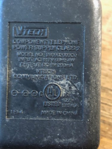 VTECH Component Telephone Adapter Power Supply 9v 200mA | eBay