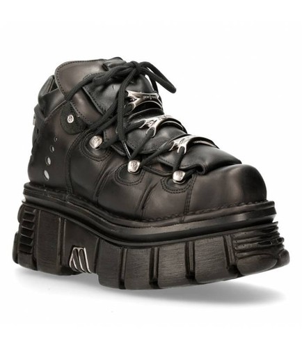 Botín En Cuir Avec Plateforme NEW ROCK Noir Tower M.106-C45 | eBay