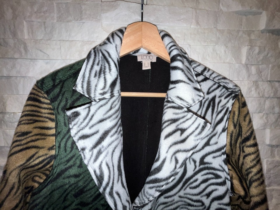 NWOT Womens LOGO by Lori Goldstein Reversible Fleece Coat Green Envy ...