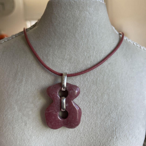 TOUS Pink Necklace 925 Silver Pendant Shape Bear Used EX limited From ...