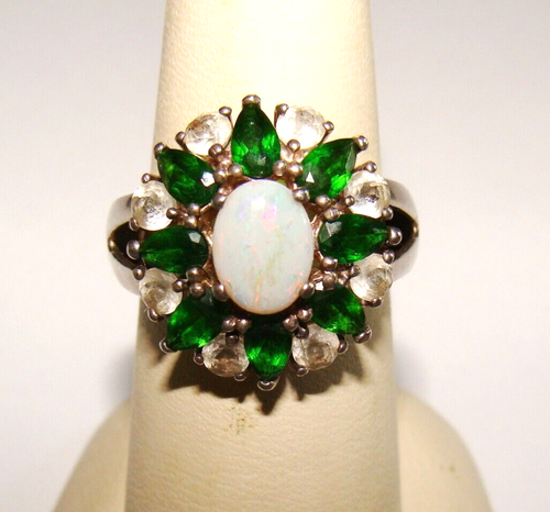 Designer Sterling Silver Opal & Multi Chrome Diopside & Clear Stones ...