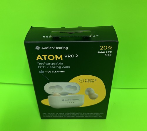 Audien ATOM PRO 2 Wireless Rechargeable OTC Hearing Aid Genuine SEALED ...