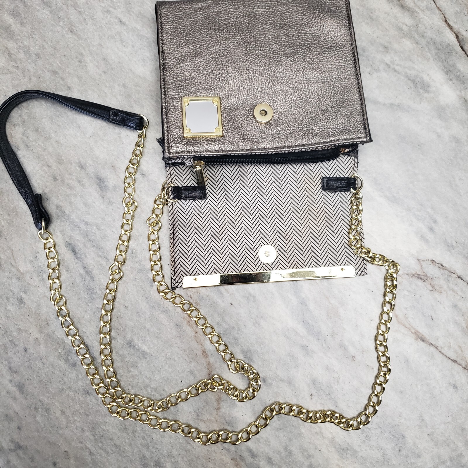 Steve Madden Small Crossbody Purse Black & Pewter wit… - Gem