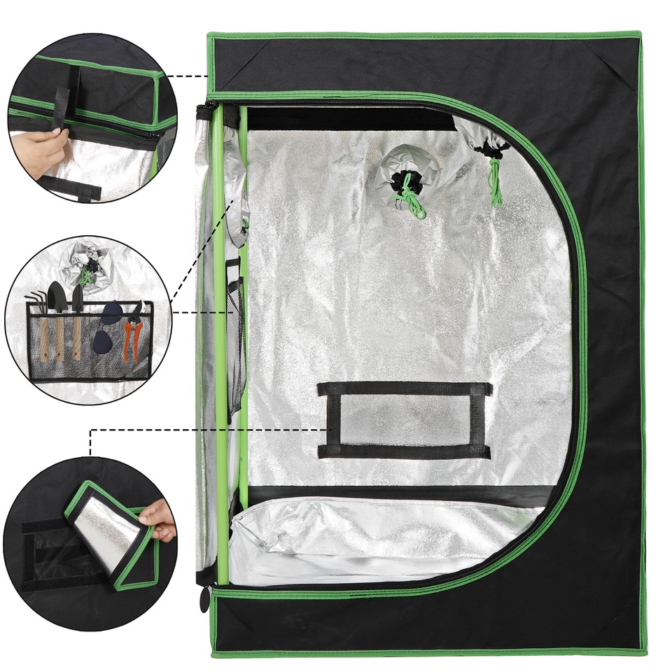 Hydroponic Grow Tent with Observation Window and Floor Tray for Plant ...