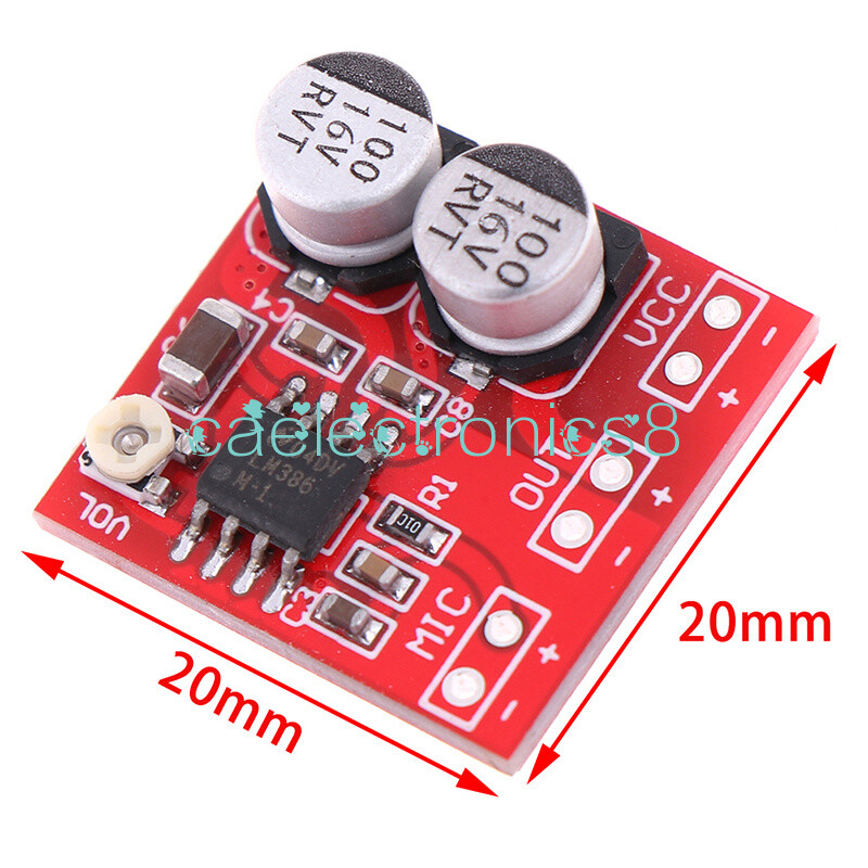 1X DC 5V-12V LM386 Electret Microphone Power Amplifier Board Gain 200 ...