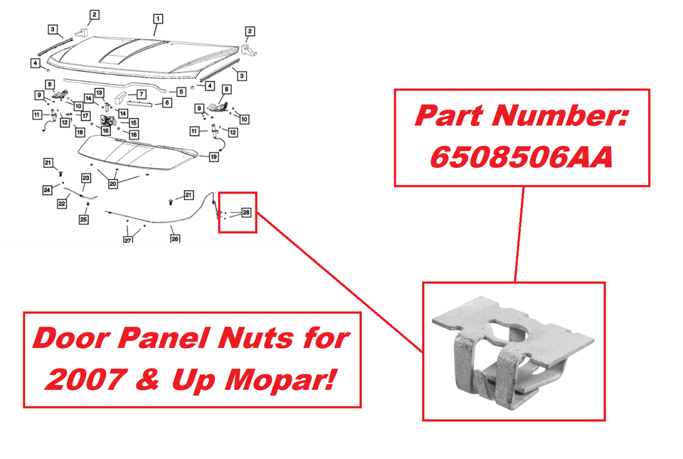 12 DOOR PANEL NUTS FOR 2007 &UP MOPAR! FOR COMPASS LIBERTY PATRIOT ...