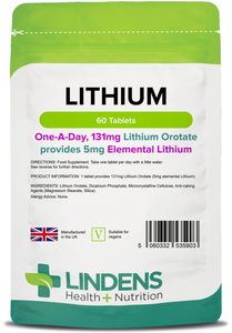 Lithium 5mg Tabletten (60 Stück) Lithium orotate UK Hersteller [Lindens ...