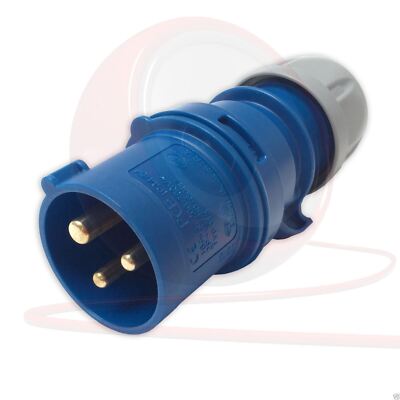 16amp 240v 2P+E Ceeform Cable Mount Blue Male Plug. 3 Pole. PCE (013-6 ...