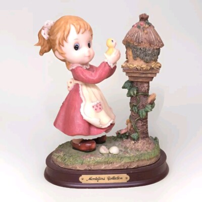 VTG Montefiori Collection Design Girl From ITALY Next To A Birdhouse | eBay