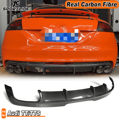 Carbon Fiber Rear Bumper Lip Diffuser Dual Exhaust For Audi TTS 08-14 ...