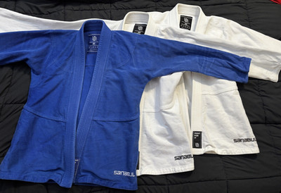 3 Sanabul Size A0 Model Zero Jiu Jitsu BJJ Gi Jacket Tops (White/Blue ...