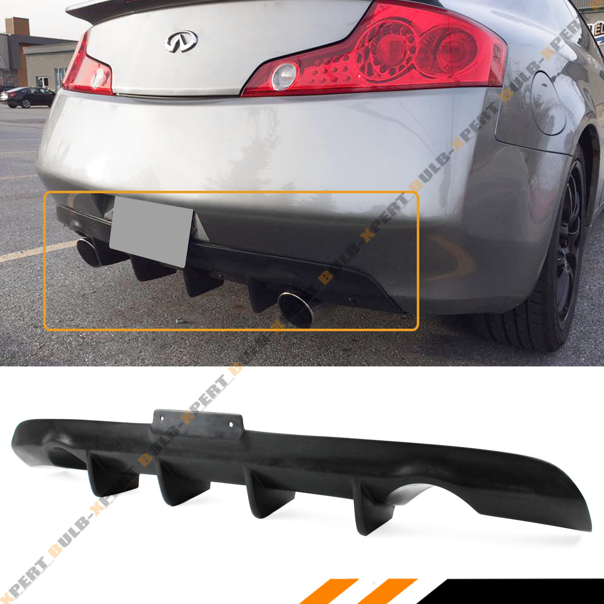 FITS 2003-2007 INFINITI G35 2DR COUPE BLACK SHARK FIN REAR LOWER BUMPER ...
