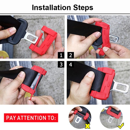 2x Seat Belt Buckle Clip Silicone Anti-Scratch Protector Cover Car ...