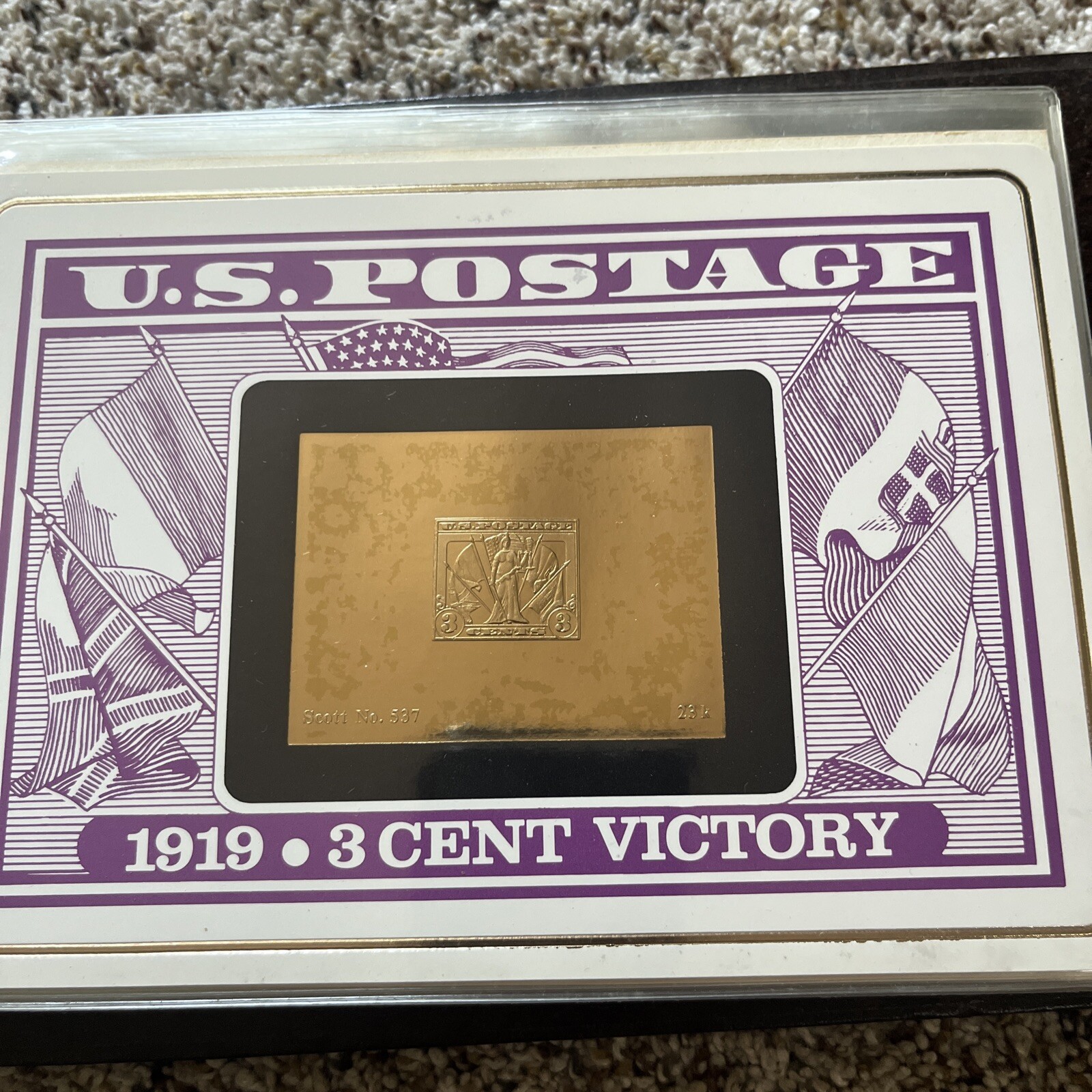 23 Karat Gold Proof Collection US Stamp Classics 33 Stamps W/COA 3.7g ...