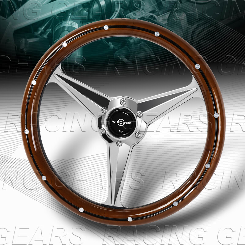 350MM W-POWER CLASSIC DARK WOOD GRIP 14" STEERING WHEEL 1.5" DEEP ...