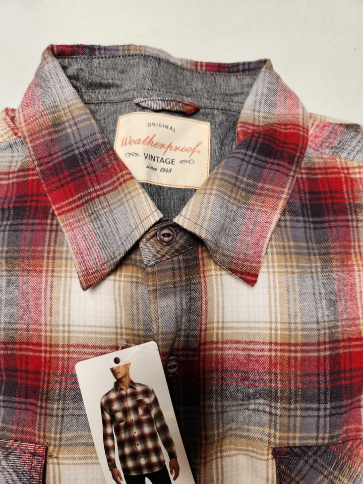 Weatherproof Vintage Men's Lightweight Plaid Flannel Long Sleeves Shirt ...