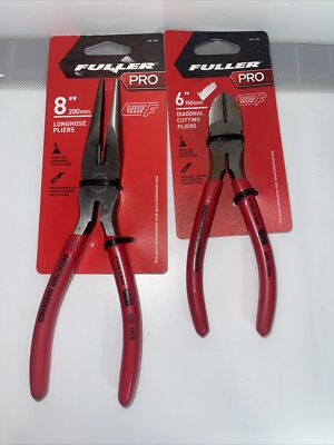 2x FULLER PRO PLIERS 8” LONGNOSE & 6” WIRE CUTTERS (34a) | eBay