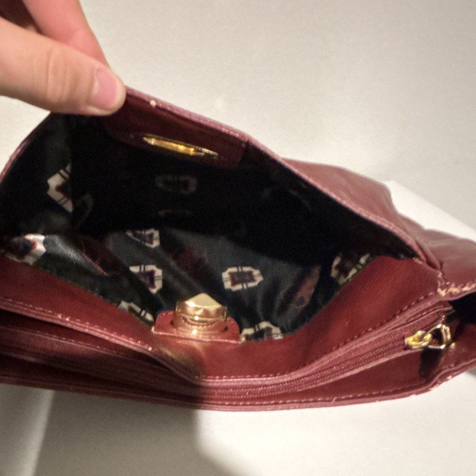 Etienne Aigner Burgundy Shoulder Bag Gold-Tone Hardware Logo Accent | eBay