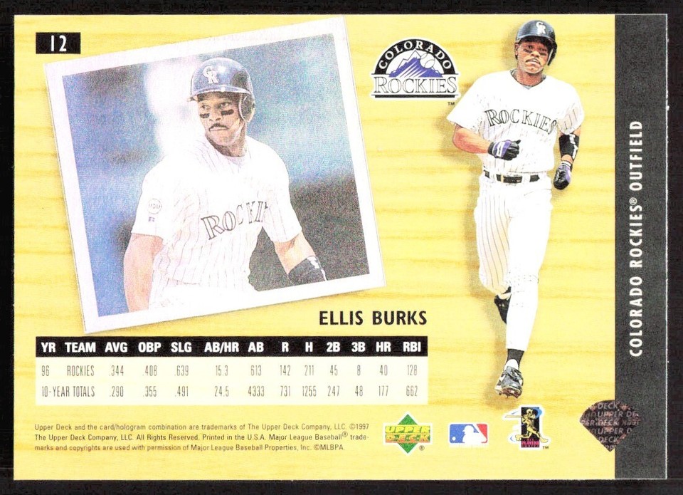 1997 2644A Upper Deck Deck UD3 HOMERUN HEROES Ellis Burks Colorado ...