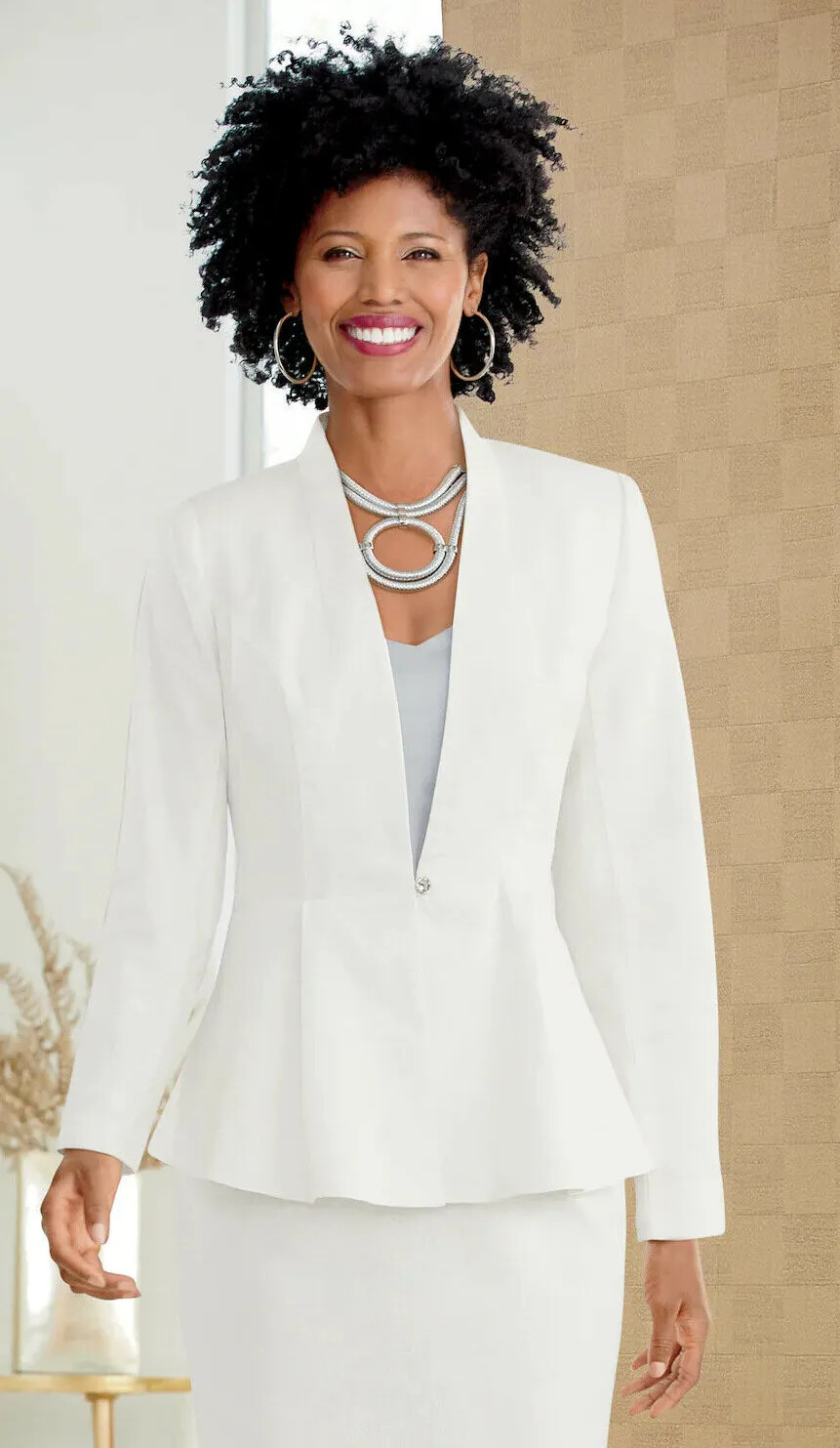 Size 10 Ashro White Rhinestone Formal Church Joyce Linen Jacket | eBay