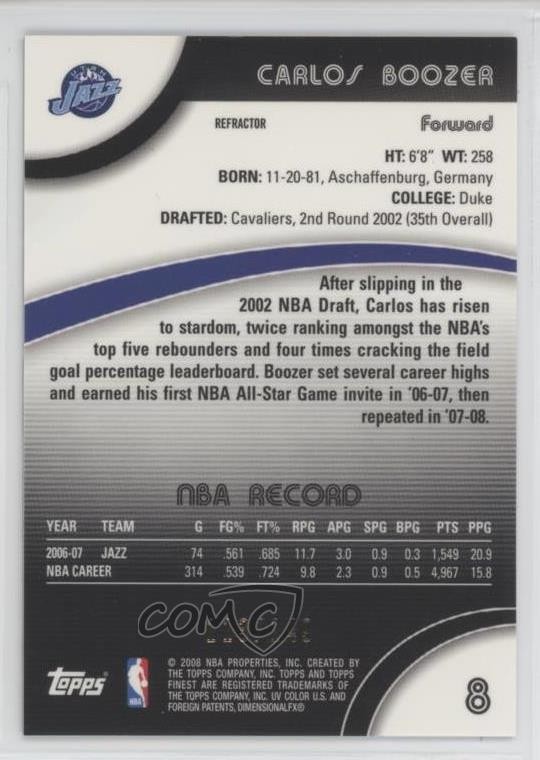 2007-08 Topps Finest Green Refractor /149 Carlos Boozer #8 | eBay