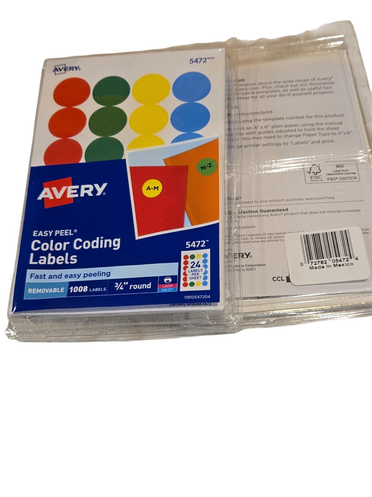 Avery Dennison Ave-05472 Print/Write Round Color Coding Label 0.75" 2 ...