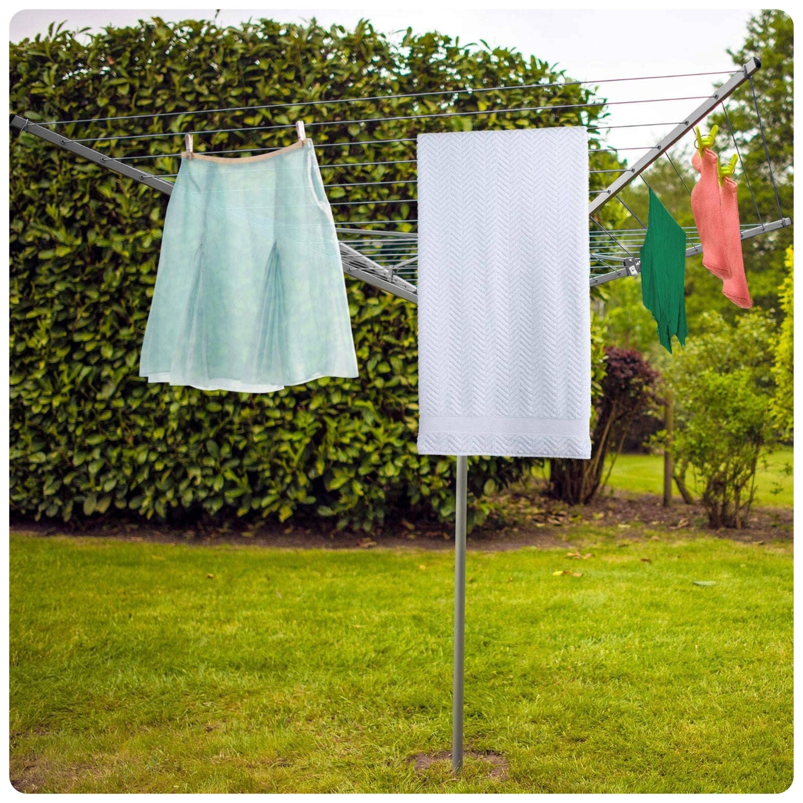 Heavy Duty 4 Arm Rotary Airer 60m Garden Clothes Line Dryer Outdoor ...