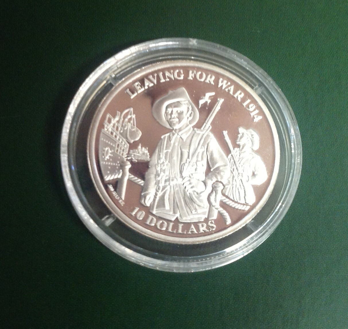 2014 WWI SILVER $10 Dollar Coin Leaving For War 1914 Proof UNC Kiribati ...