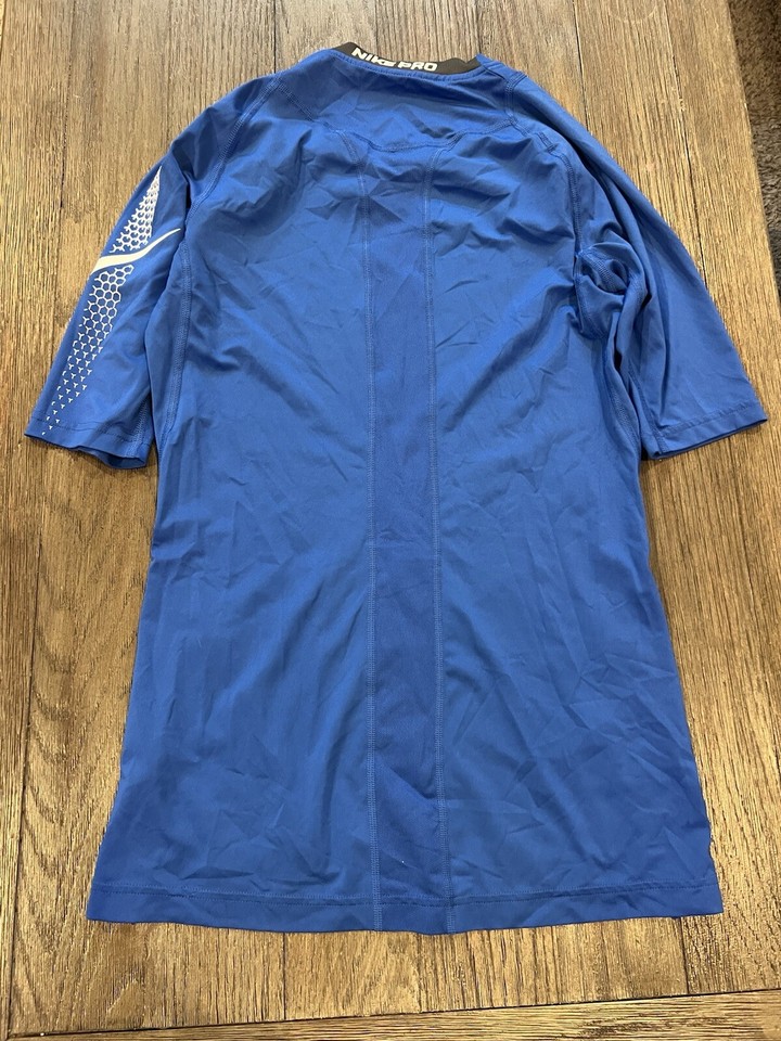 Mens Nike Jock Spandex Compression Shirt White Blue “football” Medium ...