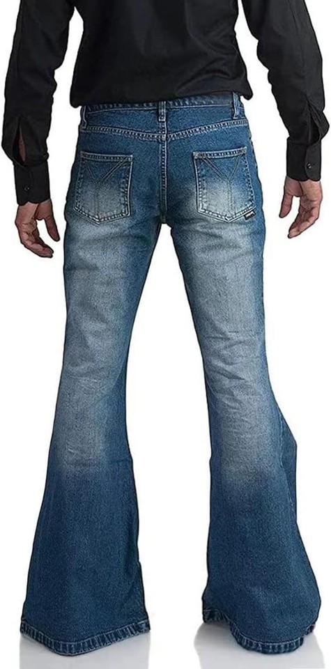 Men's Vintage Bell Bottom Jeans 60S 70S Outfits Disco Pants Flared ...