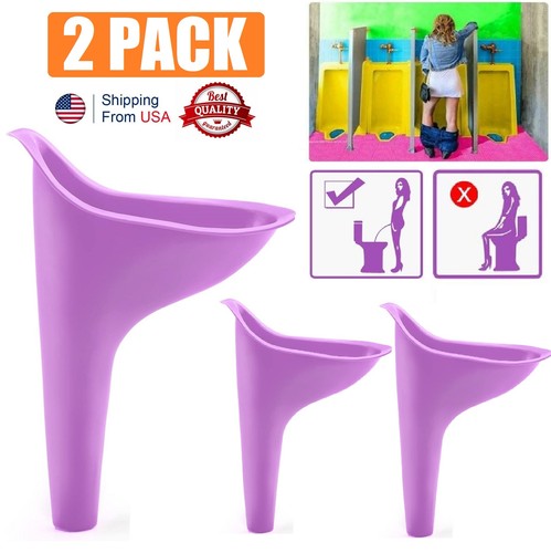 2Pcs Portable Female Ladies Urinal Funnel Camping Travel Toilet Stand ...