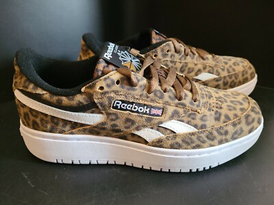 Women Reebok Club C Double Revenge Leopard Print Shoes Brown Black ...