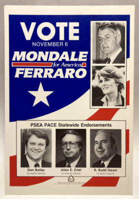Vote Mondale & Ferraro For America, 1984 Presidential Election, Vintage ...