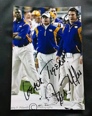 LES MILES LSU TIGERS HEAD FOOTBALL COACH SIGNED AUTOGRAPHED 4X6 GLOSSY ...