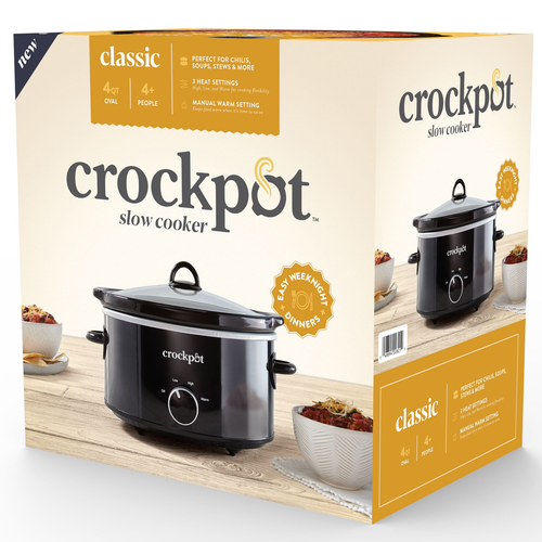 CrockPot 4 Quart Temperature Control Oval Slow Cooker Black | eBay