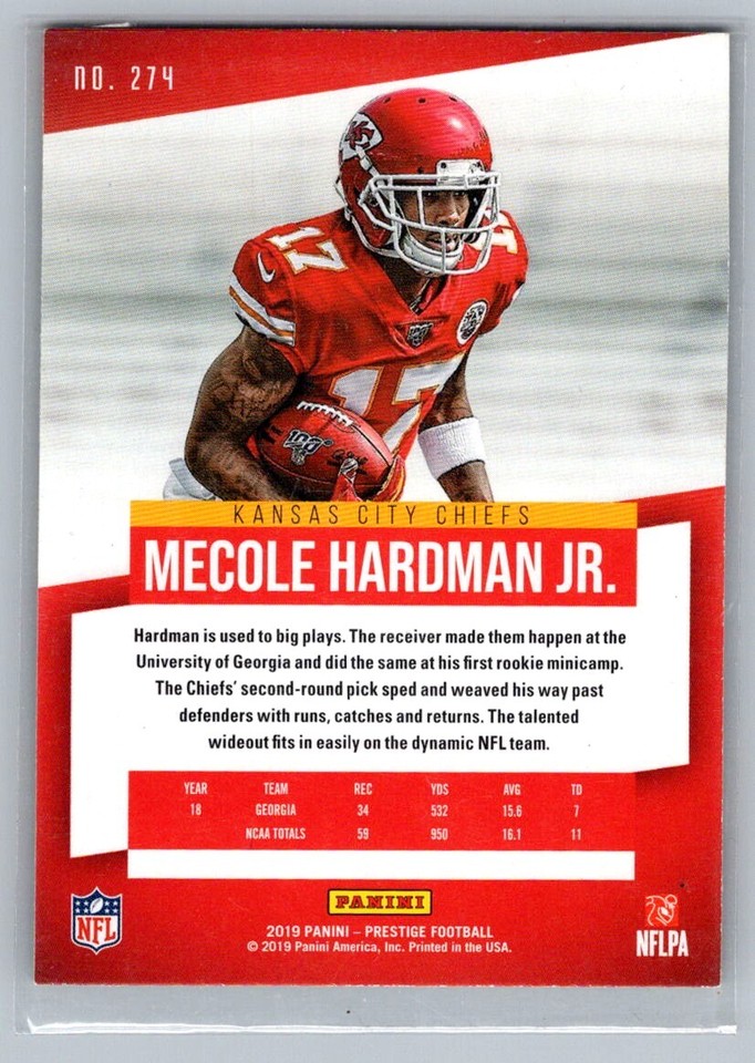 2019 Panini Prestige #274 Mecole Hardman Jr. Rookie Card Super Bowl ...