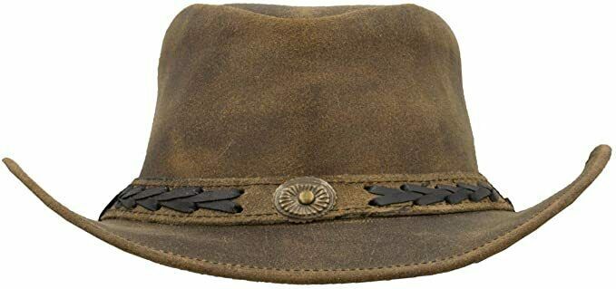 Men's Real Leather Australian Western Cowboy Style Tan Crazy Horse Bush ...