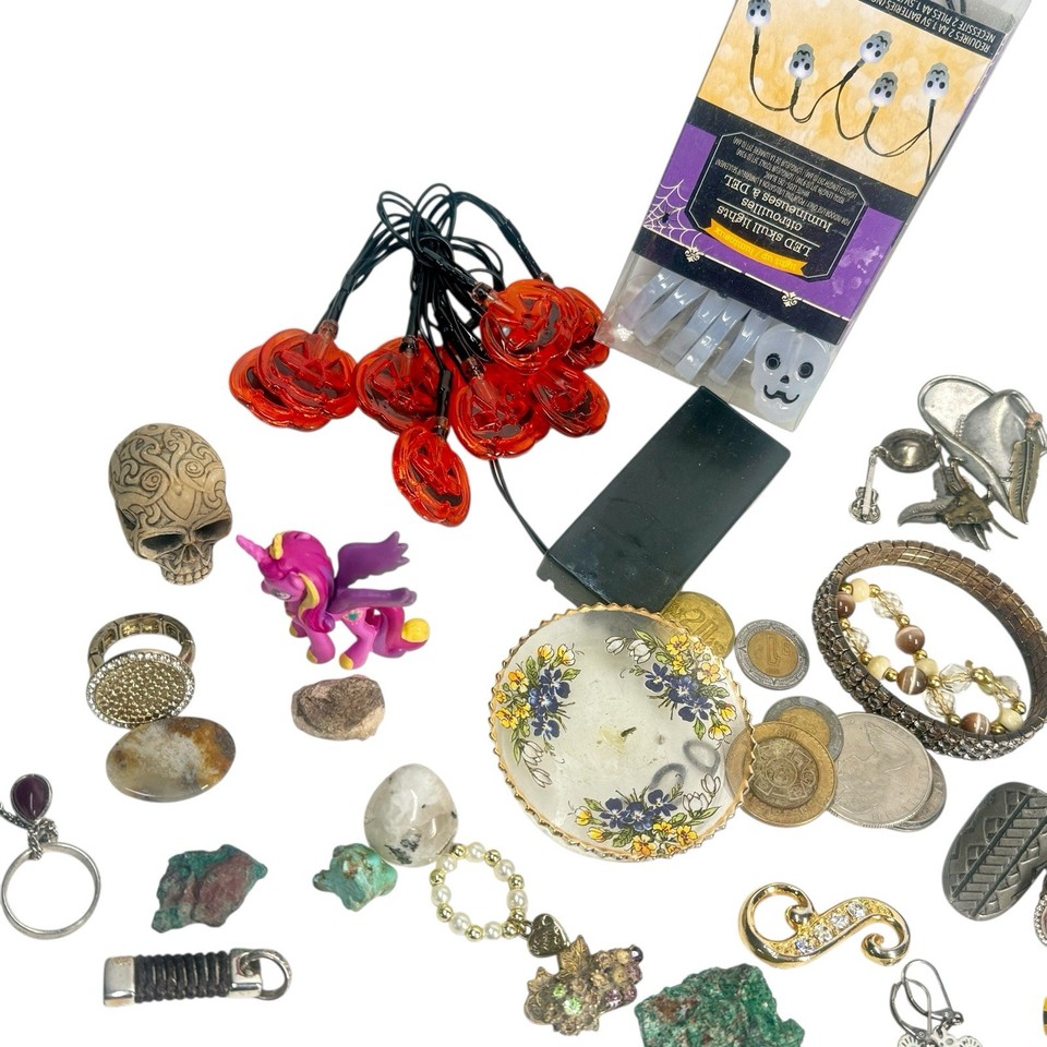 Antique, Vintage To Now Junk Drawer Lot Jewelry Rocks Coin ...