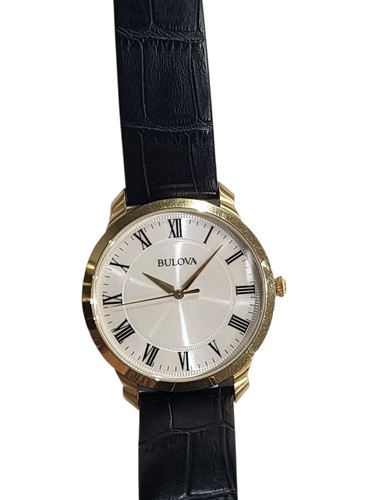 Bulova Men's Watch 97A123 Quartz White Dial Black Leather Strap 41mm As ...