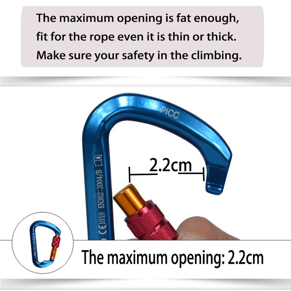 Screw Locking Carabiner +10mm Prusik Cord Loop Rock Climbing Rope Tree ...