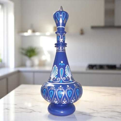 LT504 Hand Painted Mouth-Blown Glass Blue Genie Jeanie Genie Decorative ...