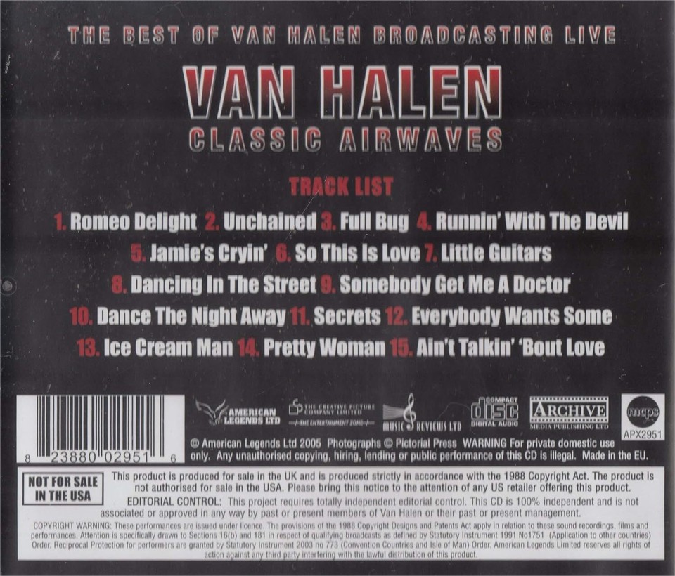 Van Halen The Best Classic Airwaves (CD) (US IMPORT) | eBay